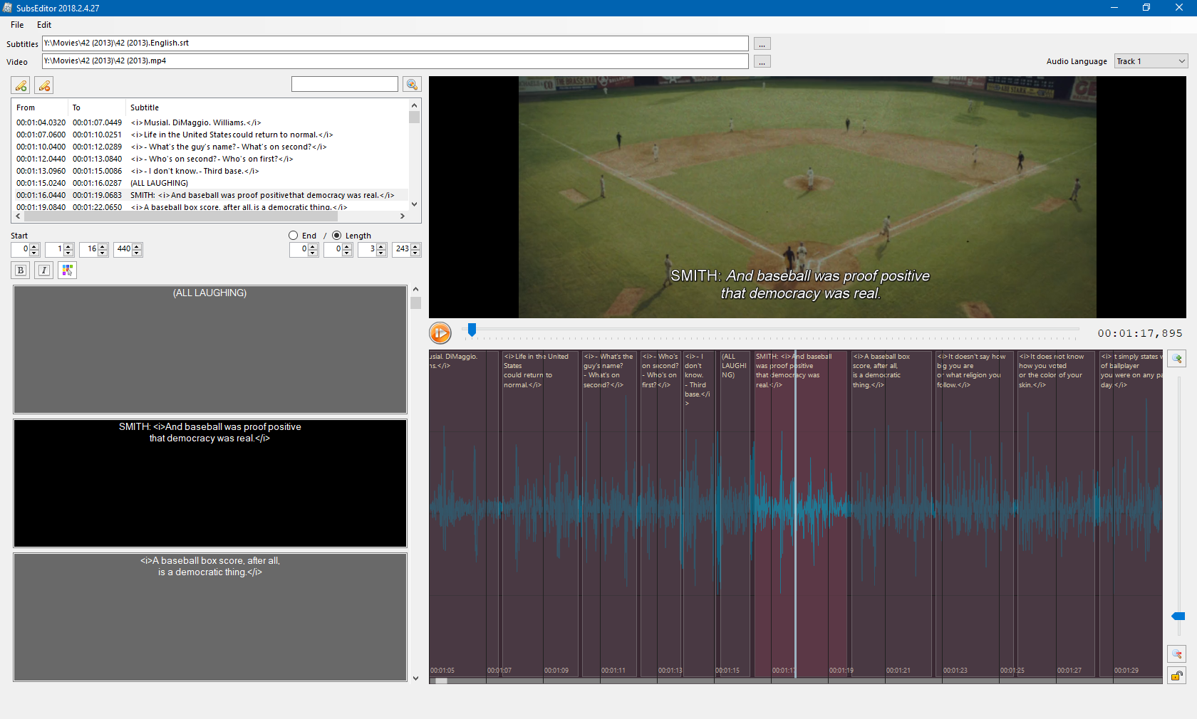 GitHub - morphx666/SubsEditor: Subtitles editor with video and subtitles preview, audio waveform ...