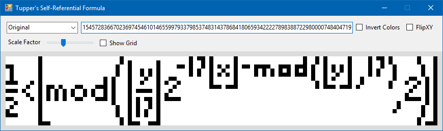 GitHub - morphx666/TupperFormula: A VB.NET implementation of the Tupper's Self-Referential Formula